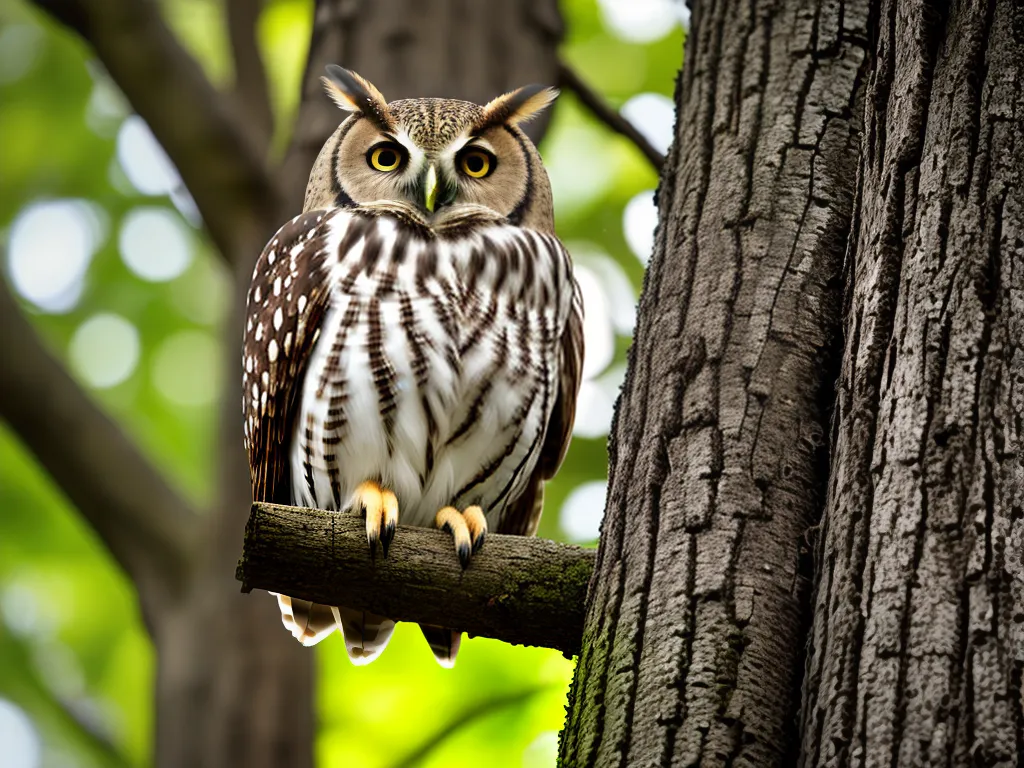 Camuflagem incrível: Coruja imita troncos de árvores